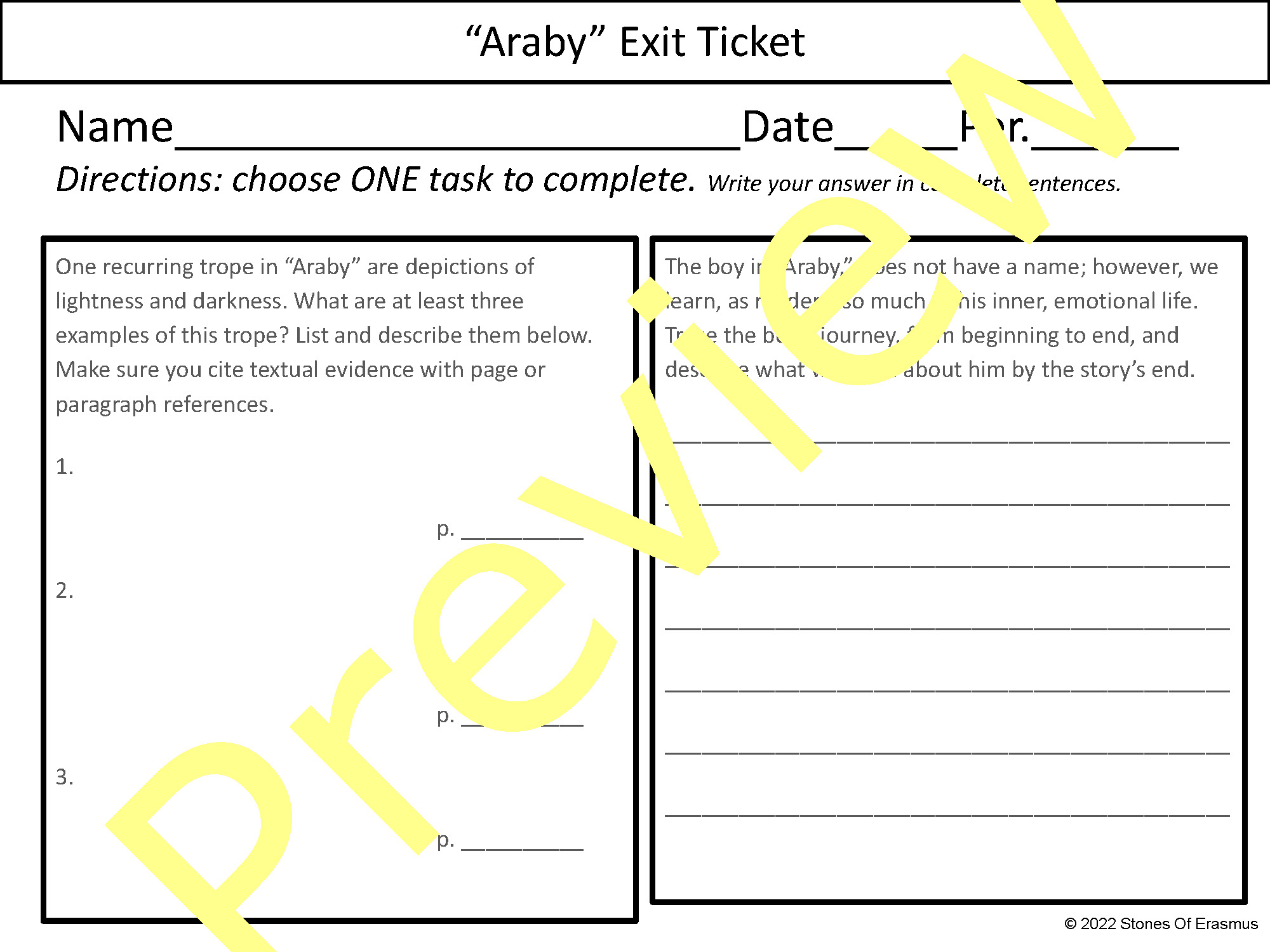 Araby by James Joyce: Short Story Discussion Guide & Lesson | Made By ...