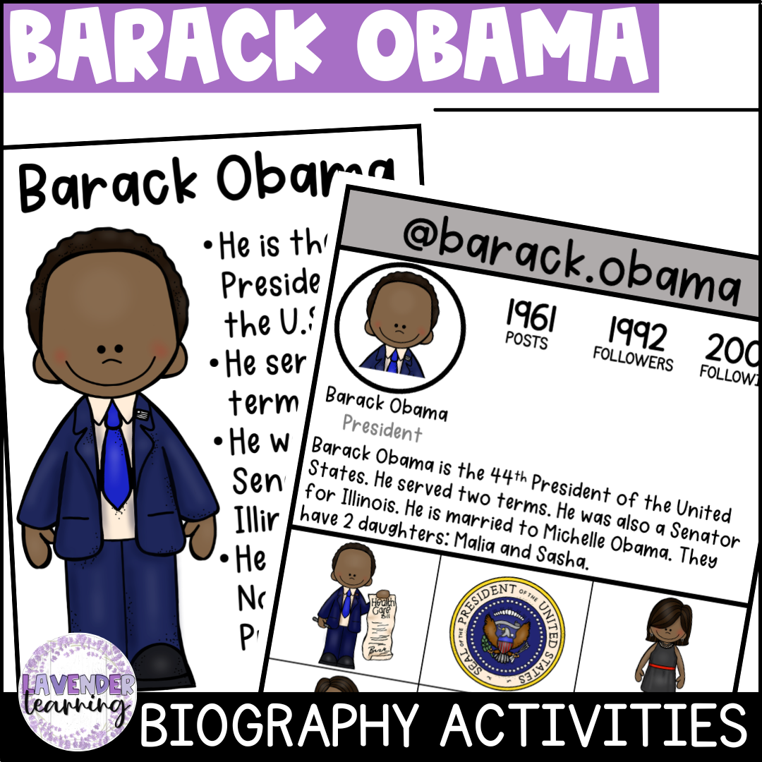 Barack Obama Biography Activities for Kindergarten, 1st Grade, & 2nd ...