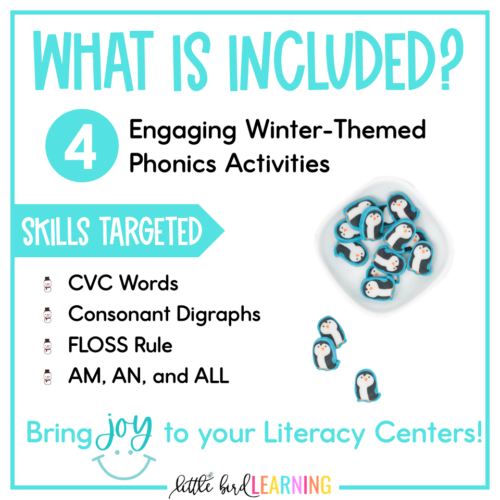 Winter Phonics Games and Centers | Winter CVC Words and Consonant ...