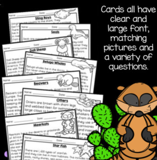 1st Grade Reading Comprehension Passages and Questions, Set 2 ...