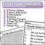 Michelle Obama Biography Activities for Kindergarten, 1st Grade, & 2nd ...