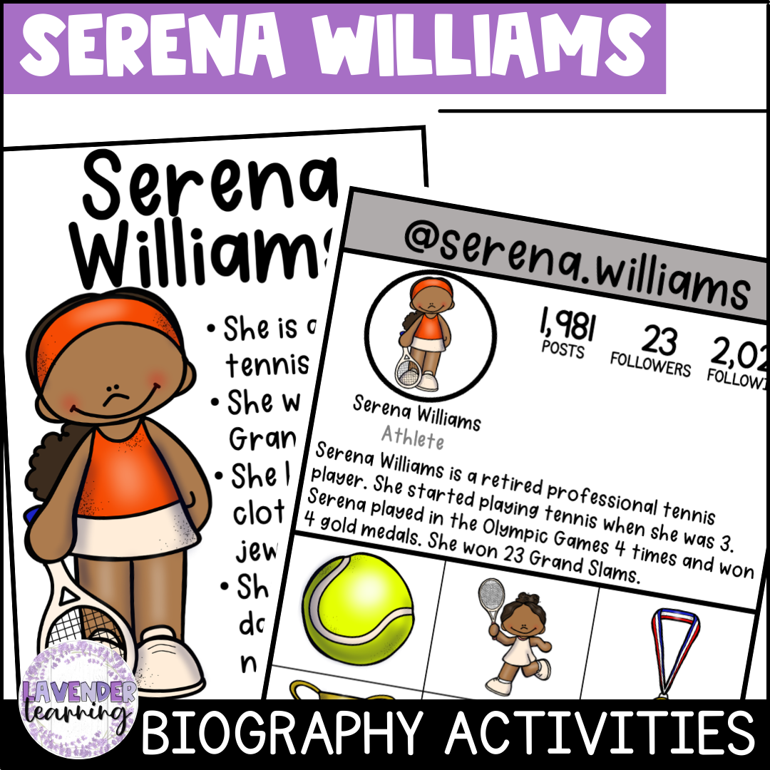 Serena Williams Biography Activities, Flip Book & Report - Black ...