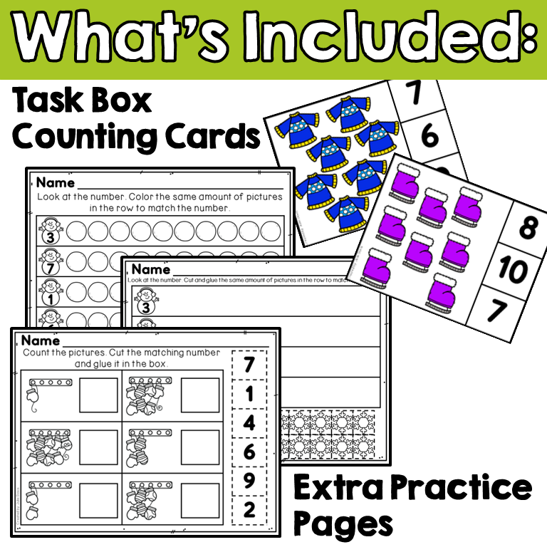 Winter Counting Worksheets Numbers to 10 | January Kindergarten Math ...