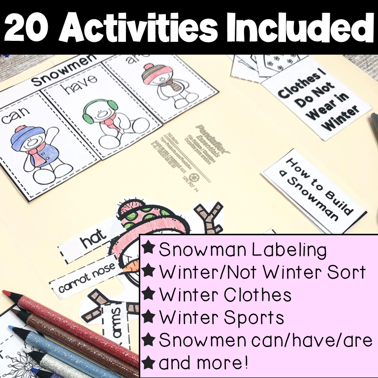 Winter Activities Interactive Notebook Lapbook | Kindergarten 1st Grade ...
