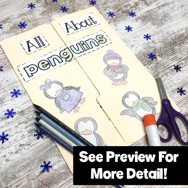 Penguin Research Activity Interactive Notebook Lapbook | Kindergarten ...