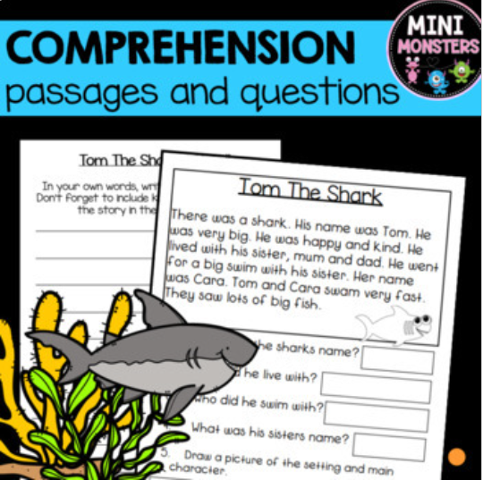 Kindergarten Reading Comprehension Passages and Questions, Set 1 | Made ...