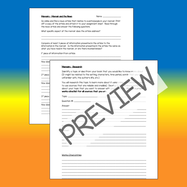 Memoir Unit for High School | Made By Teachers