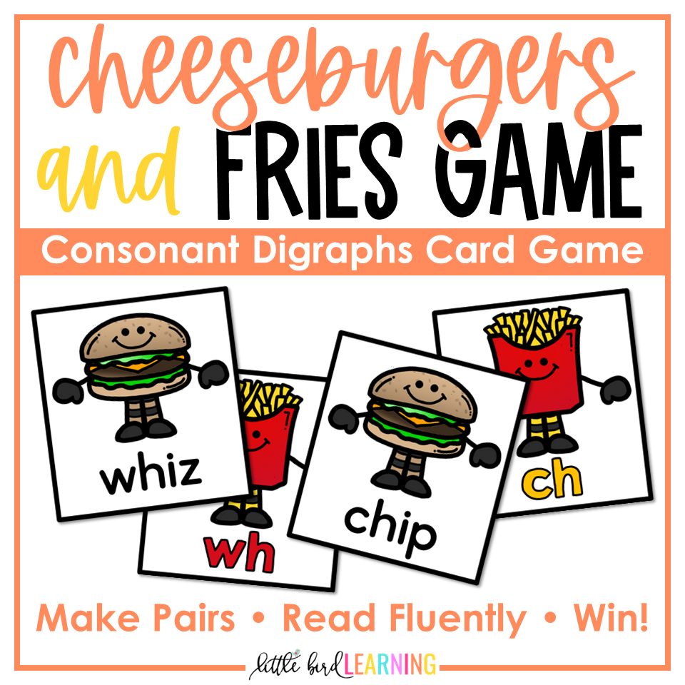 Consonant Digraphs Game | Cheeseburgers and Fries Digraphs Reading ...