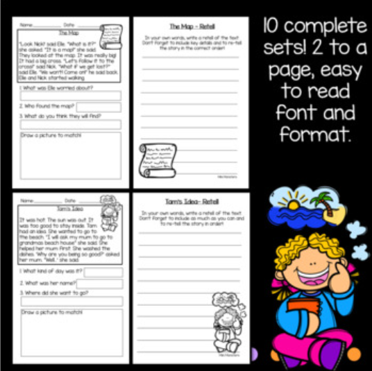 Kindergarten Reading Comprehension Passages and Questions, Set 3 | Made ...
