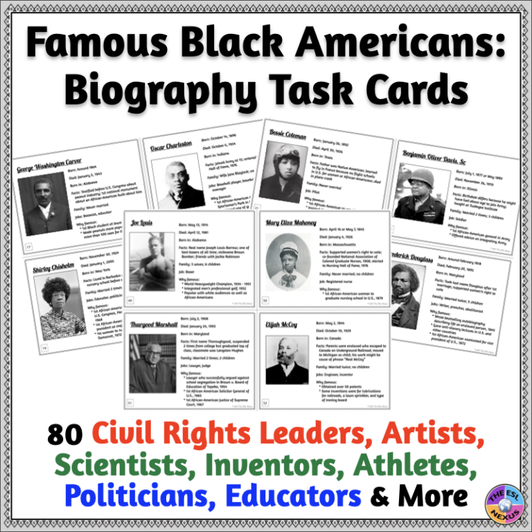 Famous Black African-Americans: Biography Task Cards for Writing ...