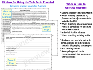 Women Around the World - Biography Task Cards | Made By Teachers