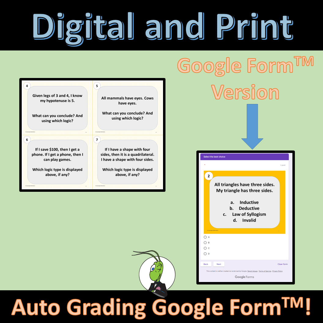 Geometry Logic Task Cards | Inductive and Deductive | Law of Syllogism ...