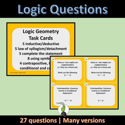 Geometry Logic Task Cards | Inductive and Deductive | Law of Syllogism ...