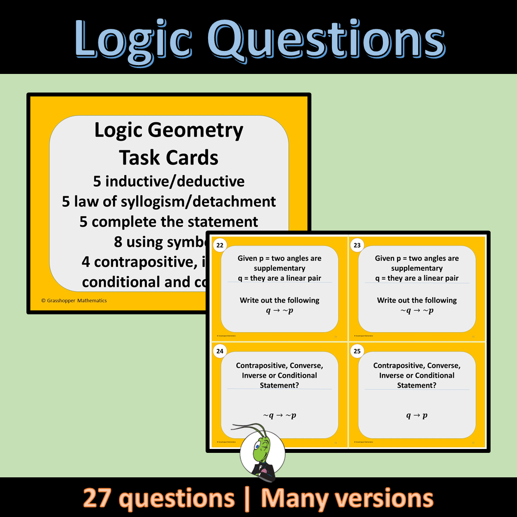 Geometry Logic Task Cards | Inductive and Deductive | Law of Syllogism ...