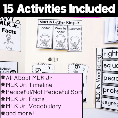 Martin Luther King Jr Activities Lapbook | Kindergarten Interactive ...