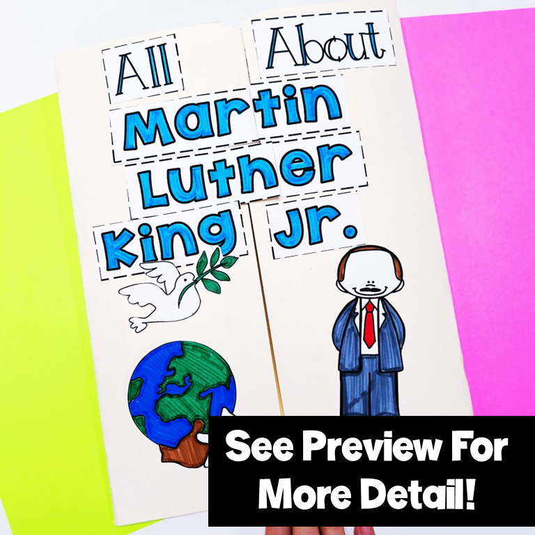 Martin Luther King Jr Activities Lapbook | Kindergarten Interactive ...
