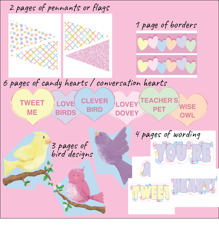 Valentine's Day Bulletin Board Kit, Candy Hearts, Conversation Hearts ...