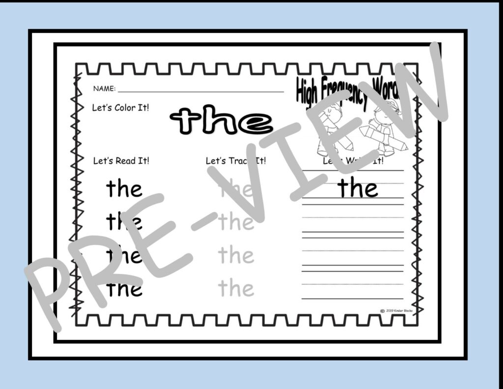 Learning My High Frequency Words - Pre-Primer-Word Practice | Made By ...