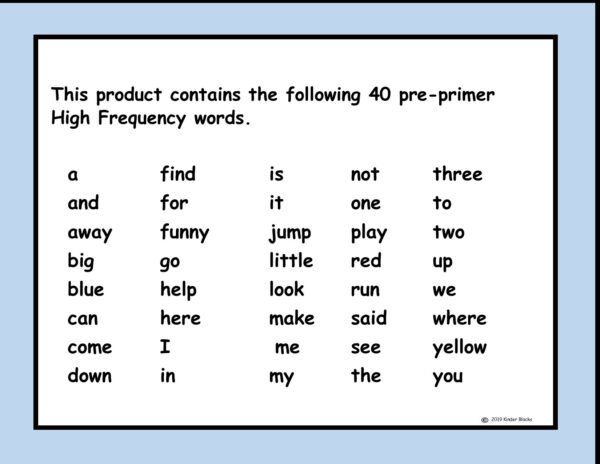 Learning My High Frequency Words - Pre-Primer-Word Practice | Made By ...