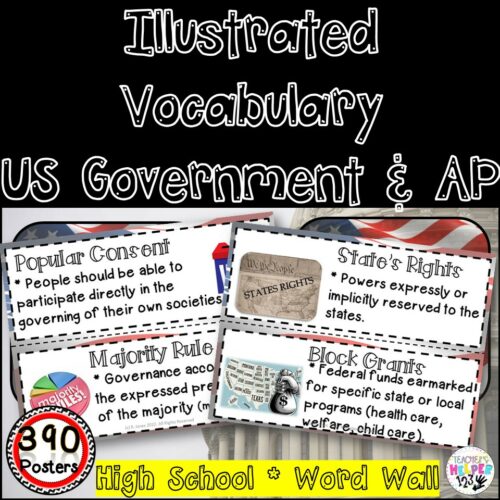 Word Wall Vocabulary Posters for US Government & AP | High School |390 ...