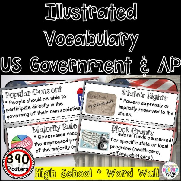 Word Wall Vocabulary Posters for US Government & AP | High School |390 ...