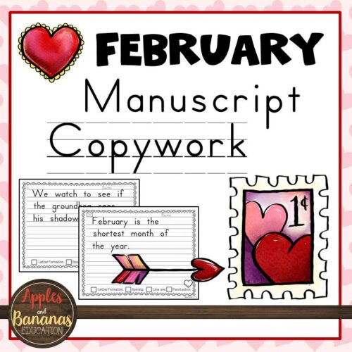 February Copywork - Manuscript Handwriting Practice | Made By Teachers