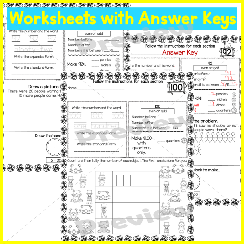 Groundhog Day Math Telling Time - Money - Graphing - February | Made By ...