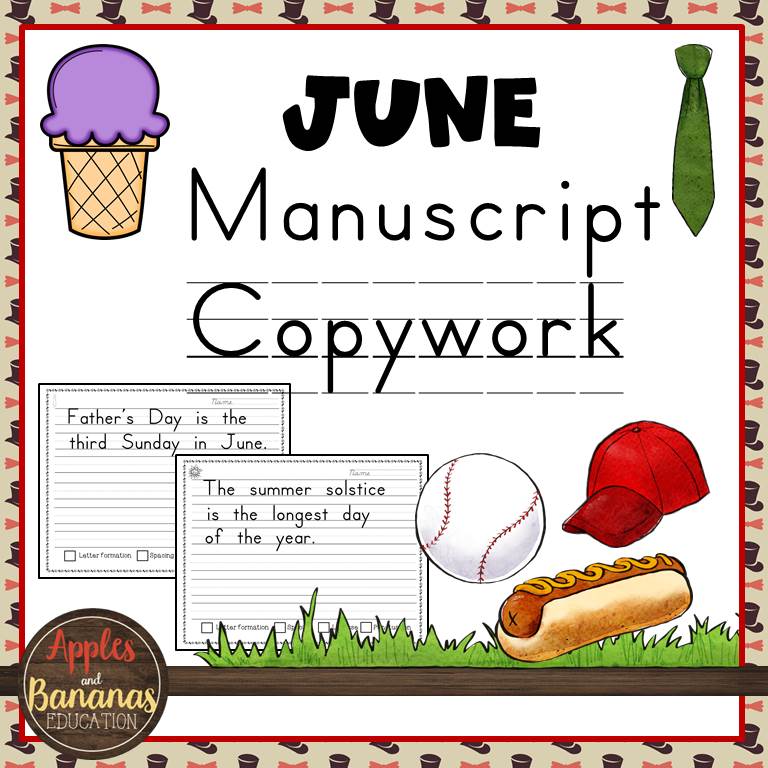 June Copywork - Manuscript Handwriting Practice | Made By Teachers