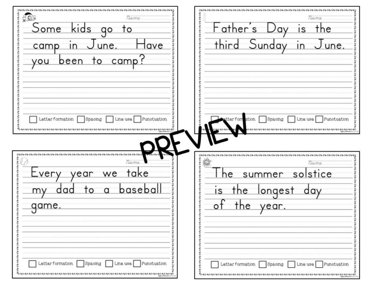 June Copywork - Manuscript Handwriting Practice | Made By Teachers