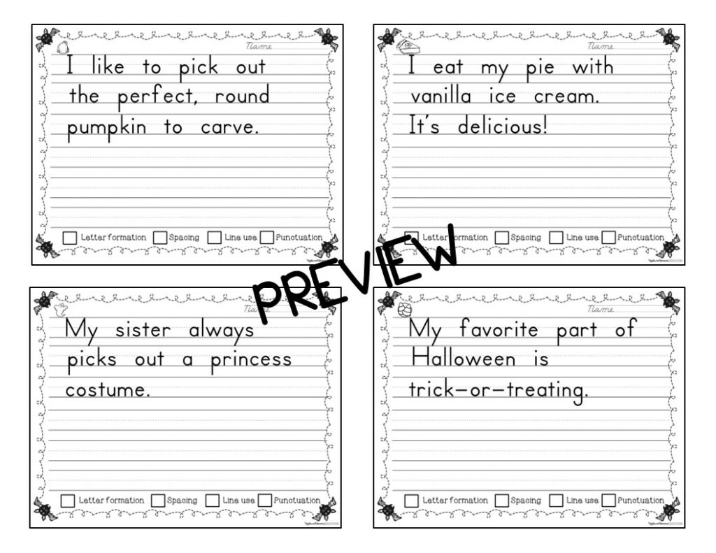 October Copywork - Manuscript Handwriting Practice | Made By Teachers