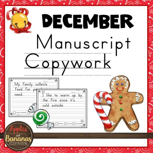 December Copywork - Manuscript Handwriting Practice | Made By Teachers