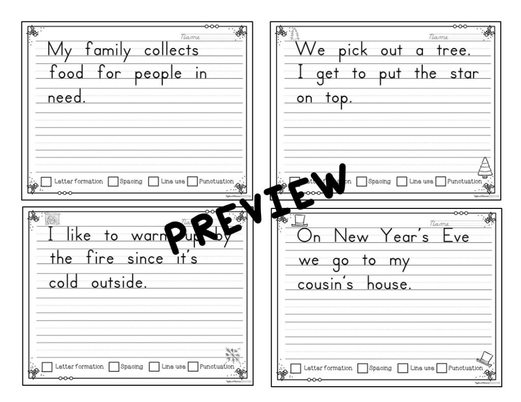 December Copywork - Manuscript Handwriting Practice | Made By Teachers