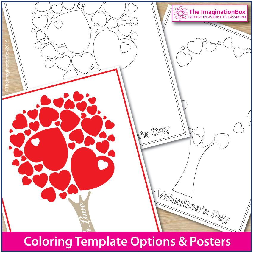 Valentine's Day Coloring Pages and Tree of Hearts Card Activity | Made ...
