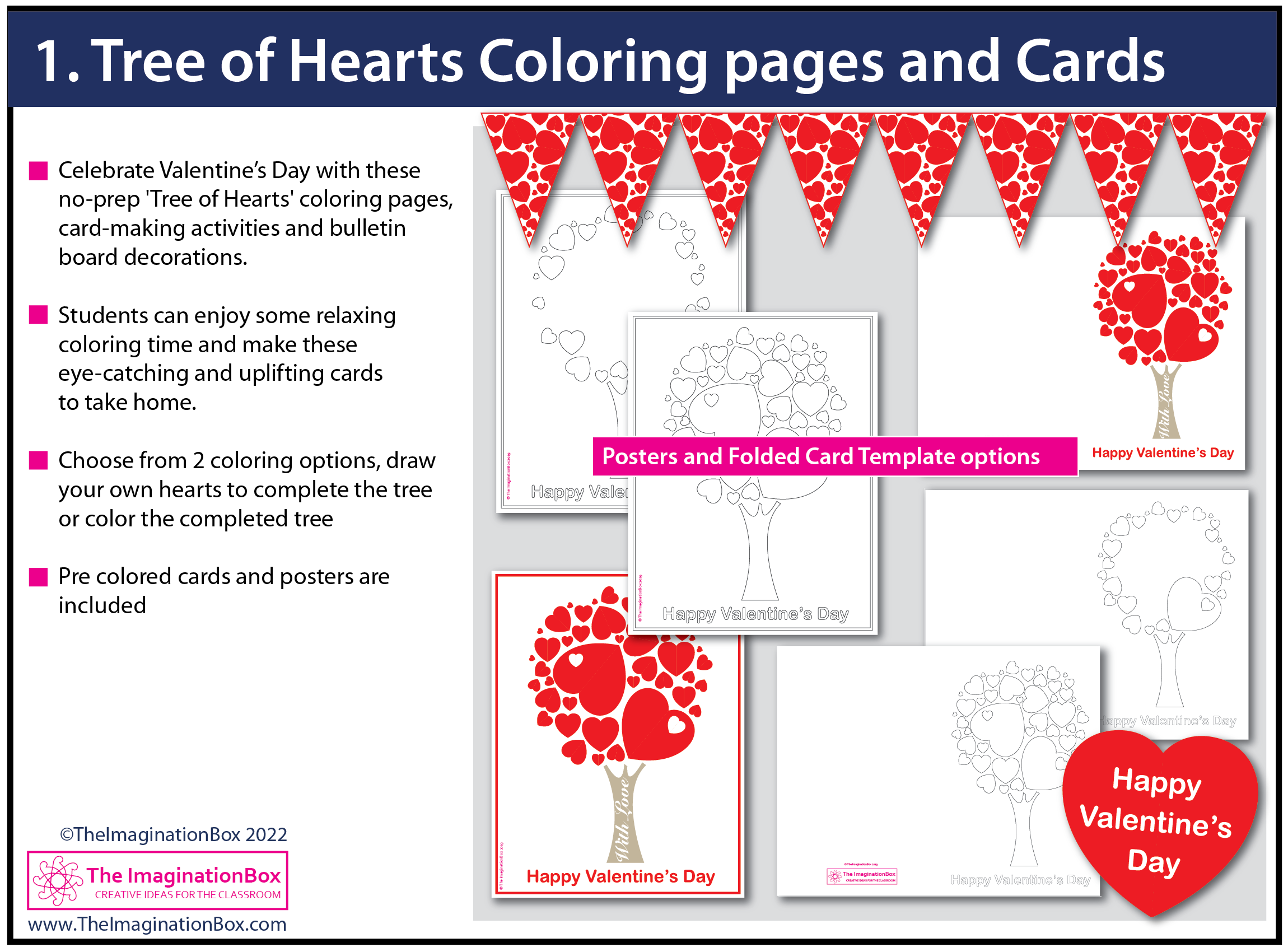 Valentine's Day Coloring Pages and Tree of Hearts Card Activity | Made ...