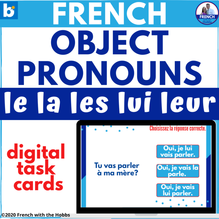 French Direct & Indirect Object Pronouns Boom™ Digital Cards le la les ...