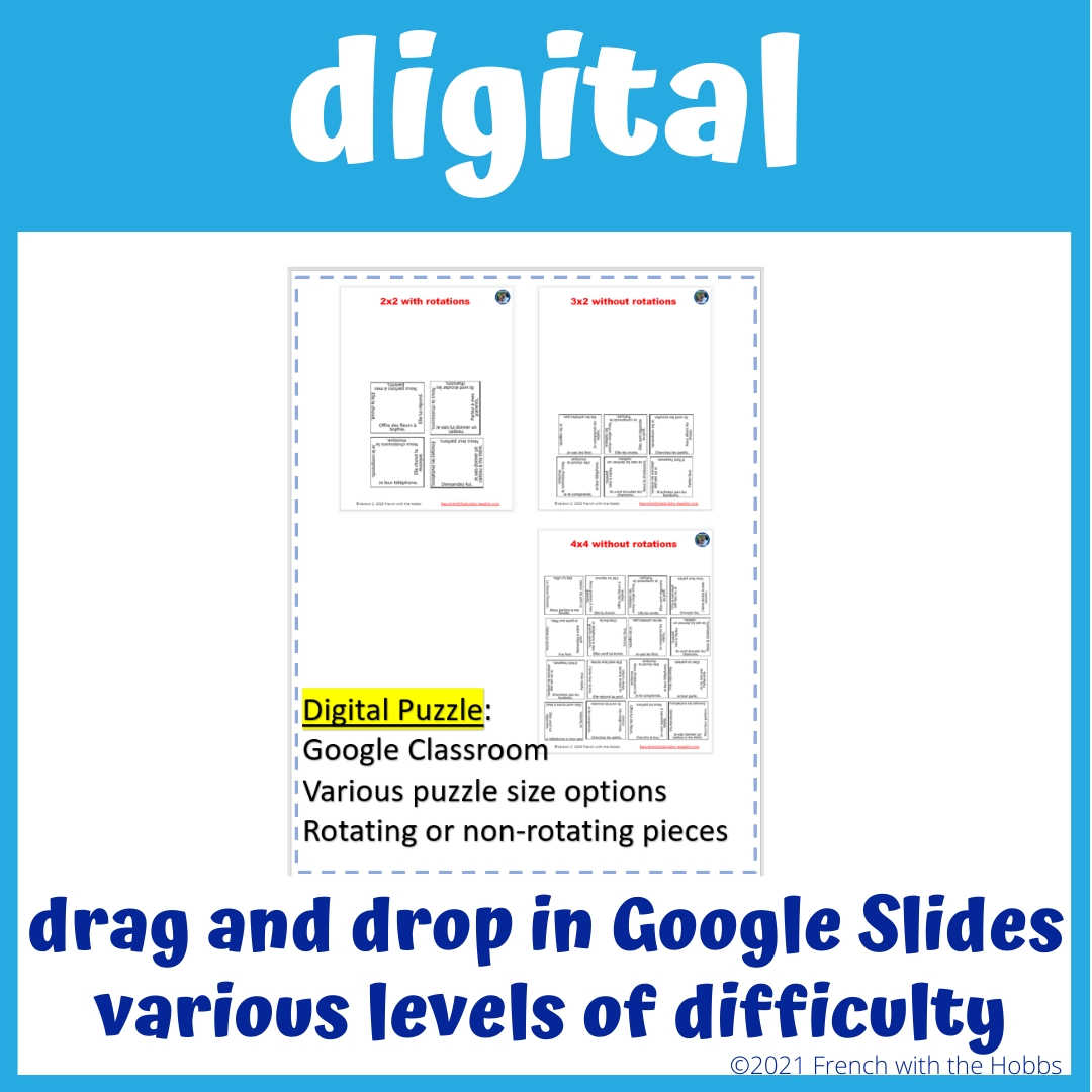 French Direct and Indirect Object Pronouns Printable and Digital Puzzle ...