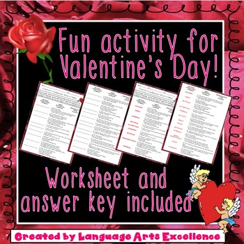 Valentine's Day Figurative Language Worksheet | Made By Teachers