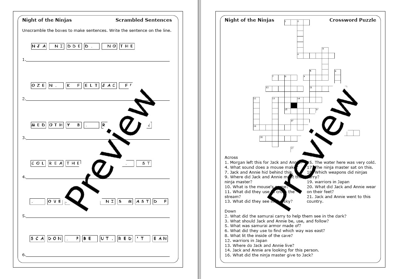 Magic Tree House "Night of the Ninjas" worksheets | Made By Teachers