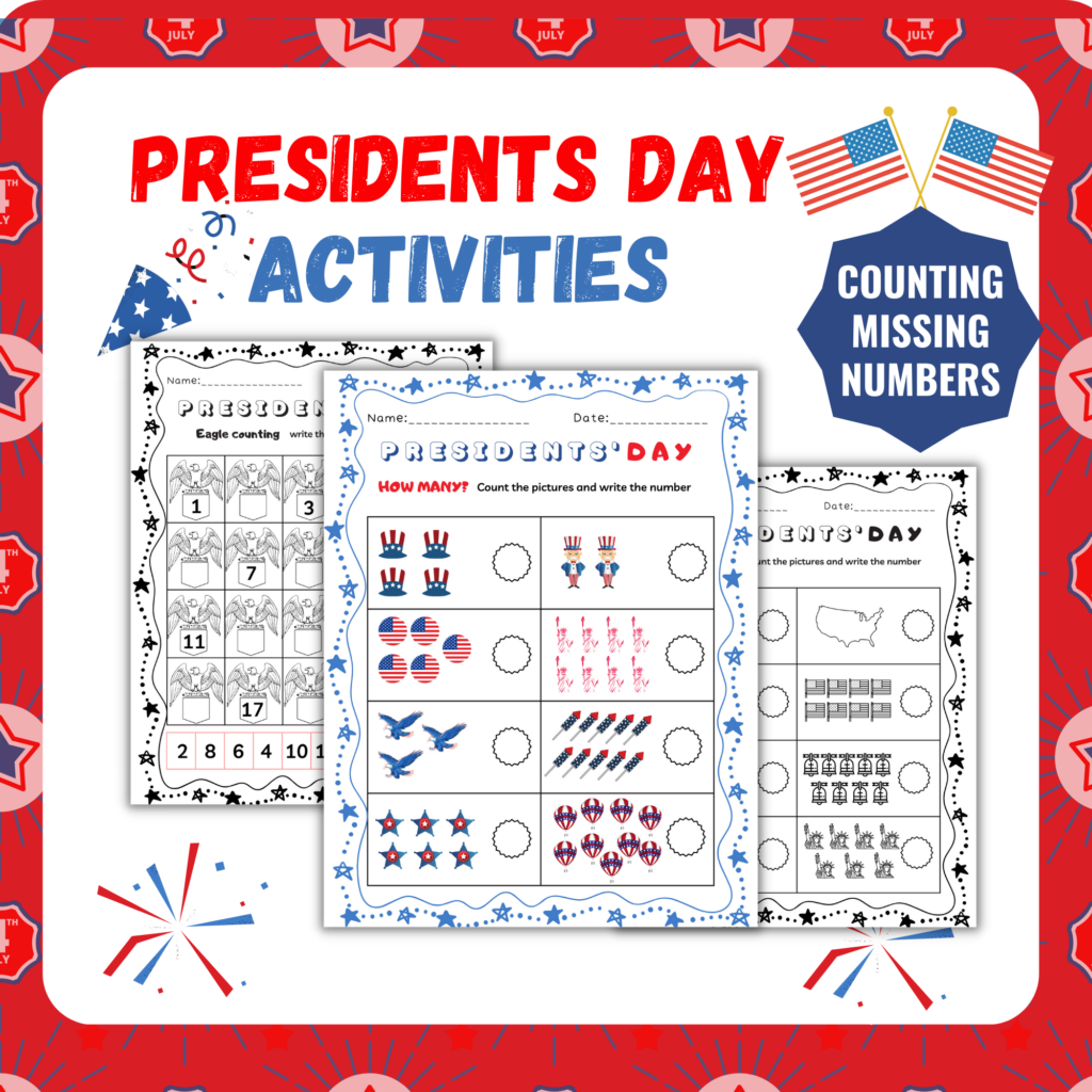 USA PRESIDENT'S DAY and U.S. Symbols Counting numbers and I spy for ...