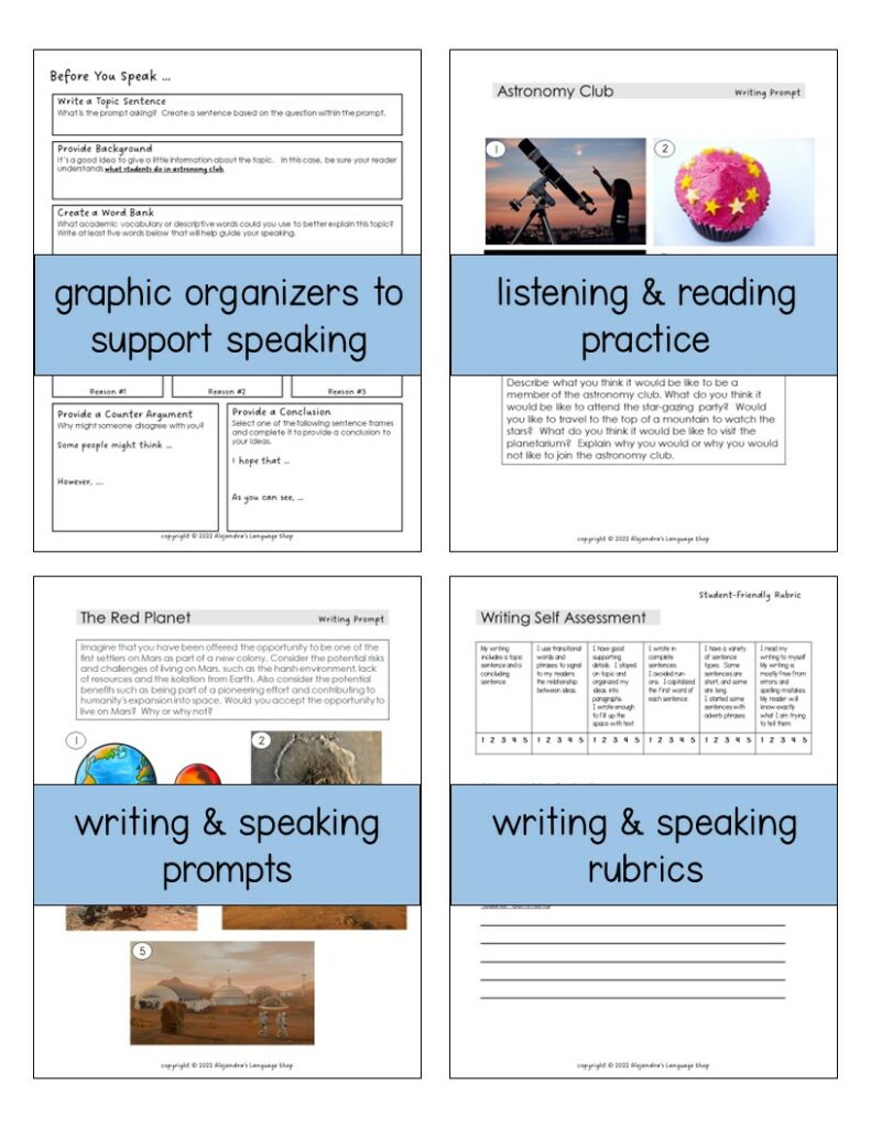 ESL State Language Test Prep Space Themed Activities | Made By Teachers