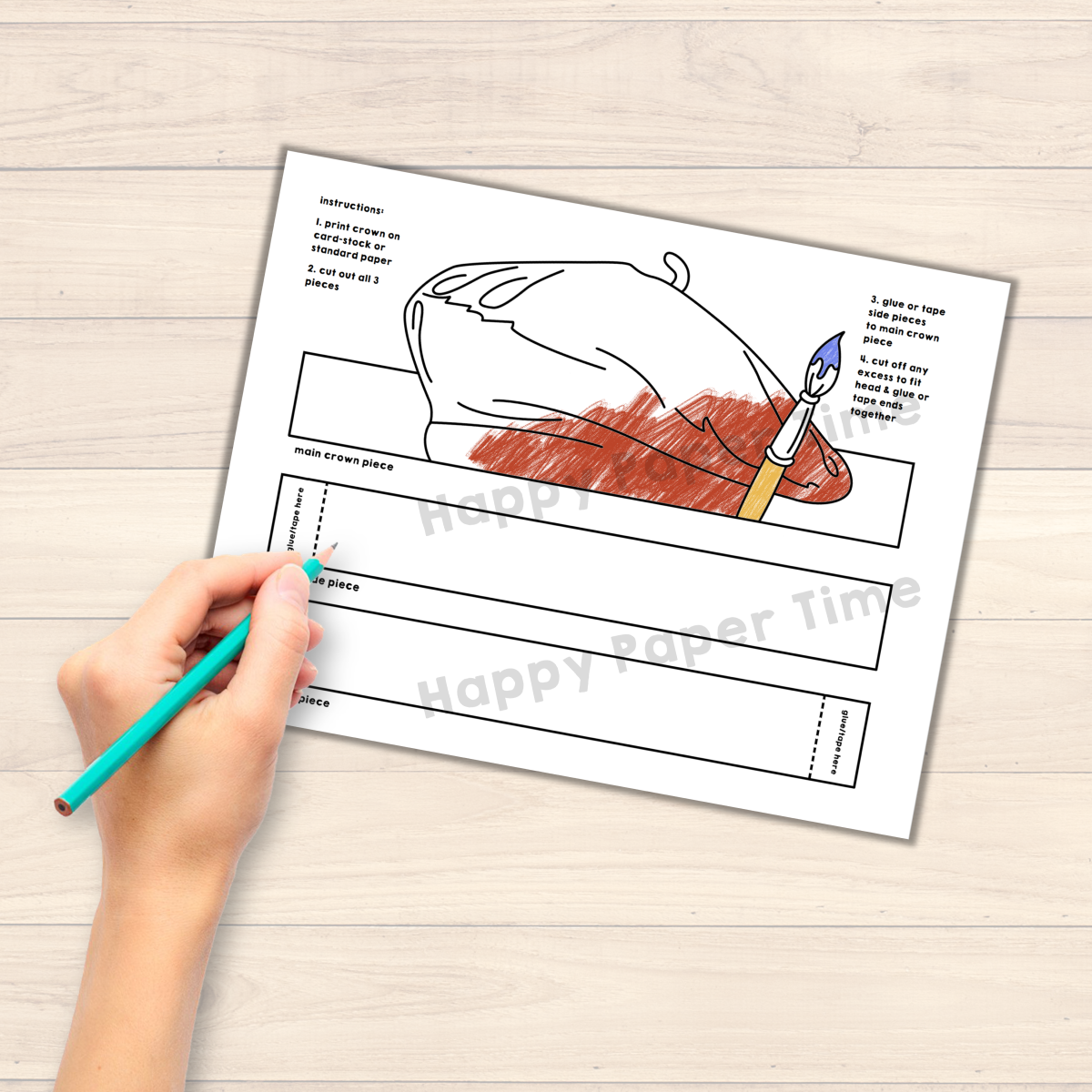 Artist Painter Paper Crown Career Day Printable Coloring Craft Activity ...