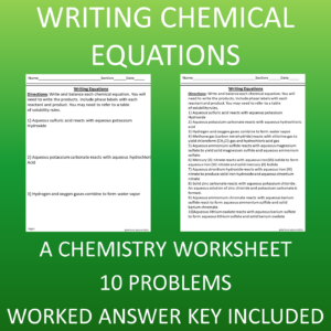 Writing Equations Worksheet Chemistry 10 Problems with Answers | Made ...