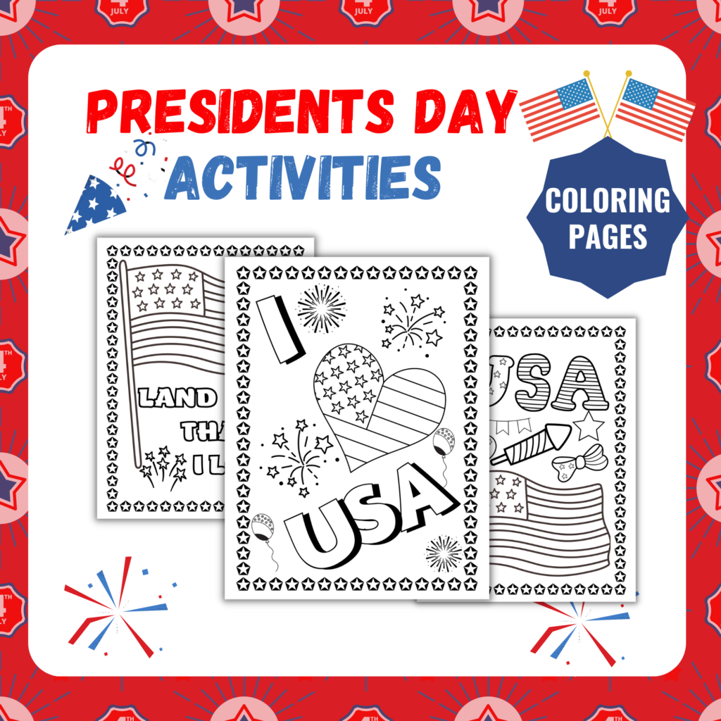 USA PRESIDENT'S DAY and U.S. Symbols coloring activity for PreK - 2nd ...