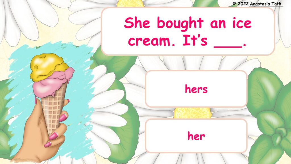 ESL EFL Possessive Pronouns interactive English grammar game/quiz/test ...