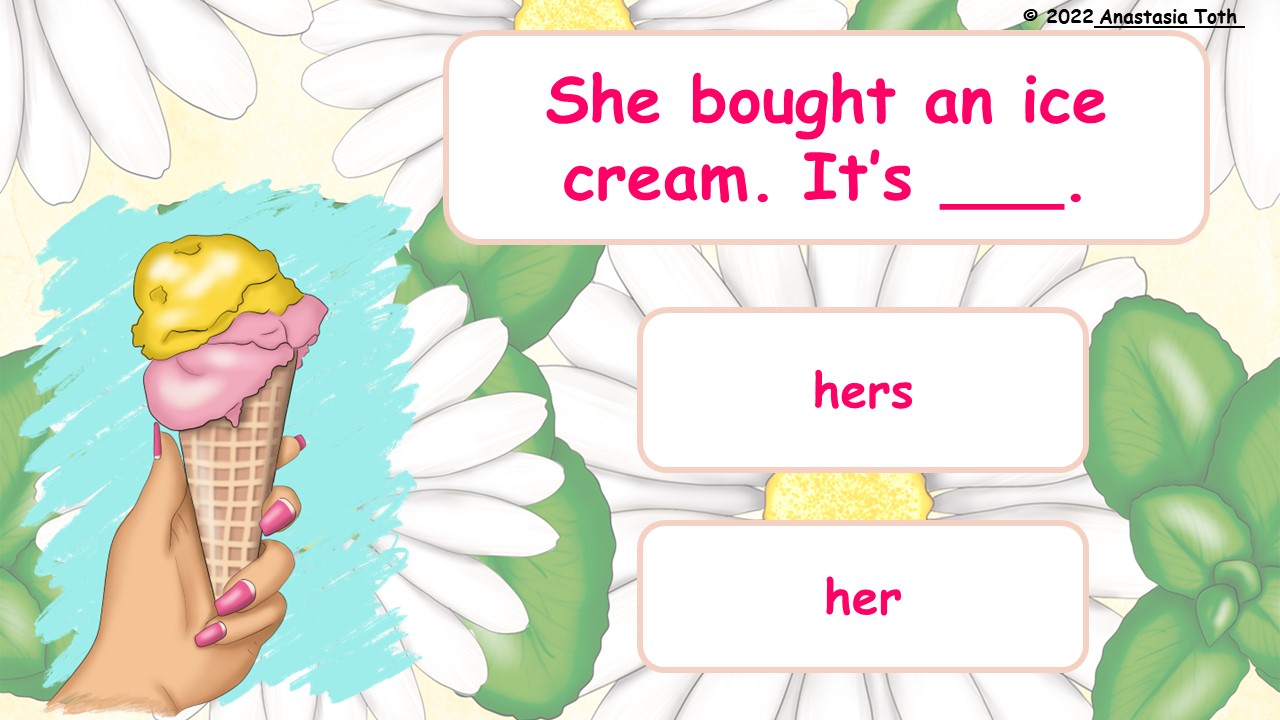 ESL EFL Possessive Pronouns interactive English grammar game/quiz/test ...