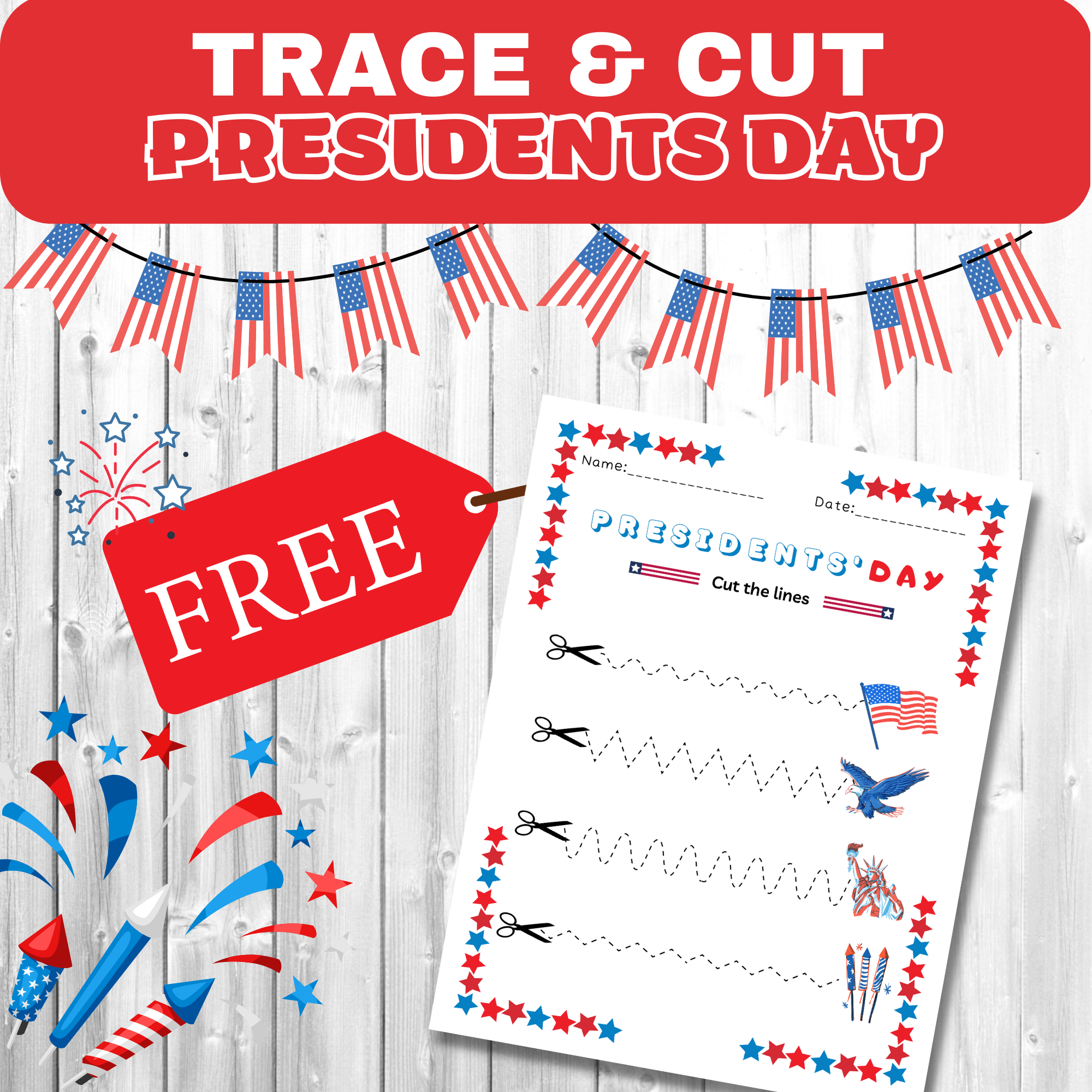FREE Trace & Cut President's Day Activity| Kindergarten Activities ...
