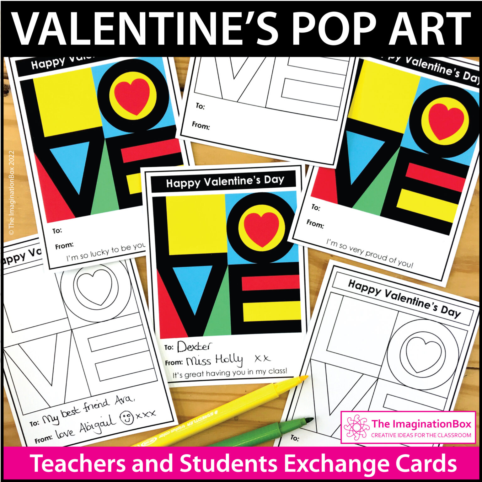 Valentines Day Coloring Pages, Pop Art Activities and Card Making ...