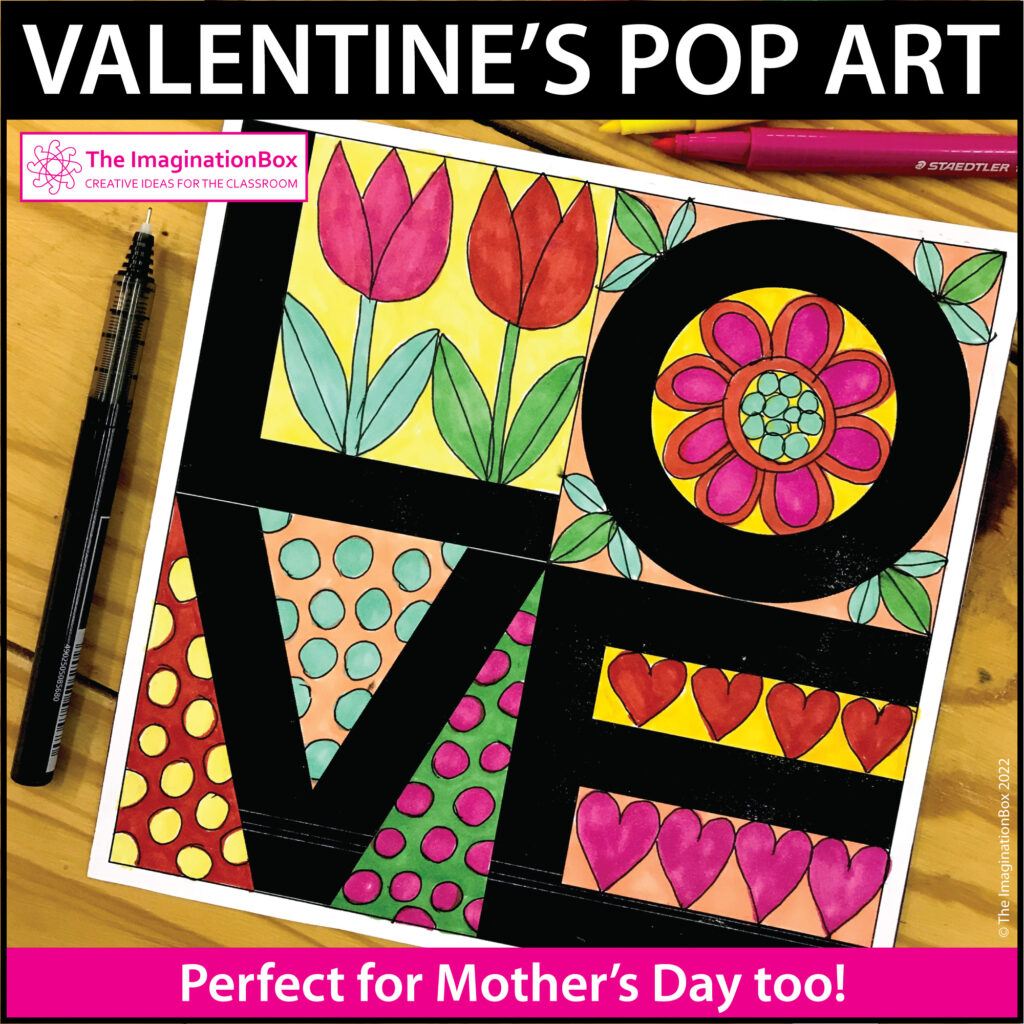 Valentines Day Coloring Pages, Pop Art Activities and Card Making ...