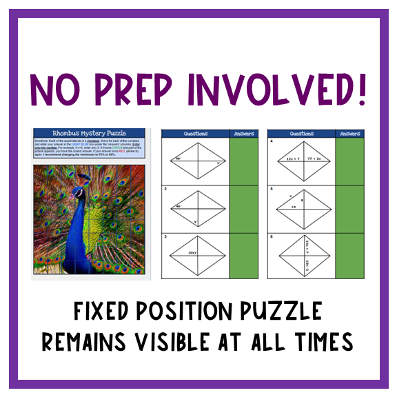 Rhombus Properties Activity Digital Pixel Art Mystery Puzzle | Made By ...