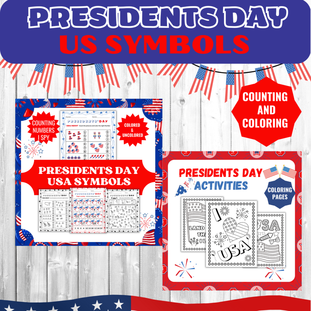 BUNDLE PRESIDENT'S DAY & U.S. Symbols ( coloring, math, writing, games ...